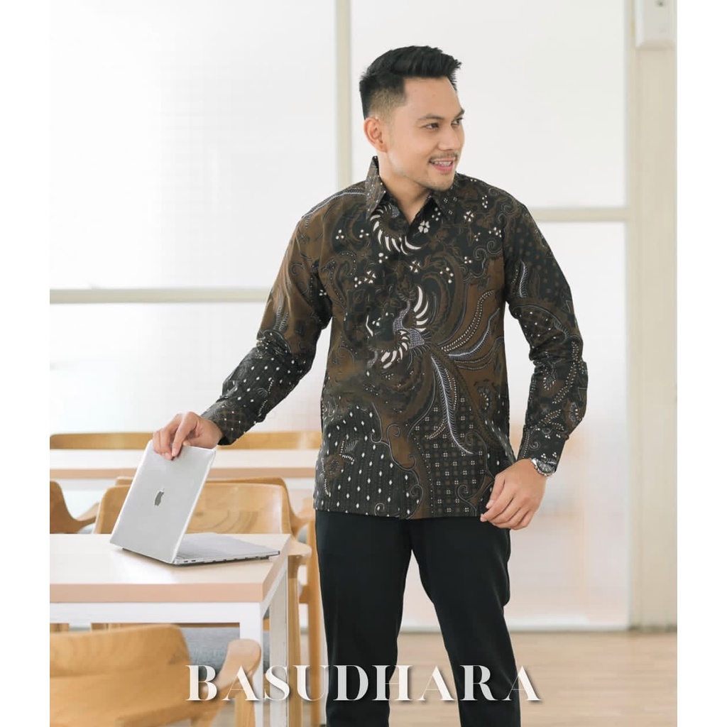 Jual PREMIUM Batik Motif BASUDHARA Kemeja Baju Pria Reguler Lengan ...