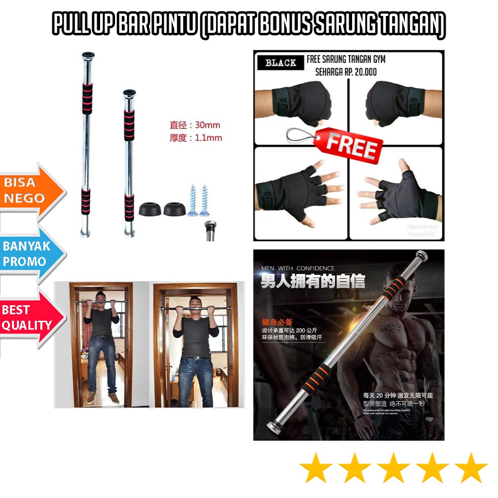 Jual Alat Pull Up di Rumah | Alat Fitness | Pull Up Bar Pintu | Shopee ...