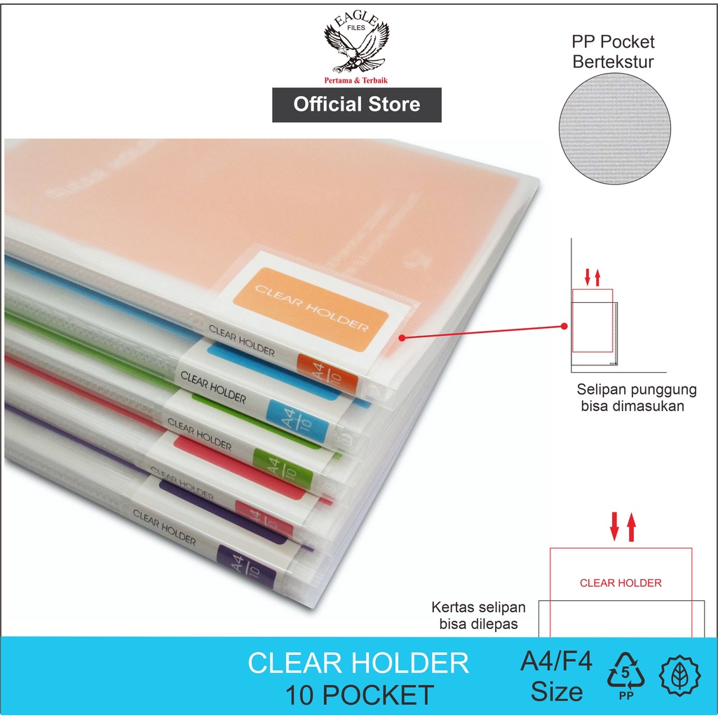 Jual Clear Holder 10 Pocket EAGLE A4 / F4 Dokumen Keeper Display Book Document Keeper Map File ...