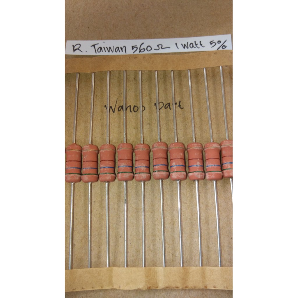 Jual Resistor 560 ohm 1 watt 5% taiwan harga per 10 pcs | Shopee Indonesia