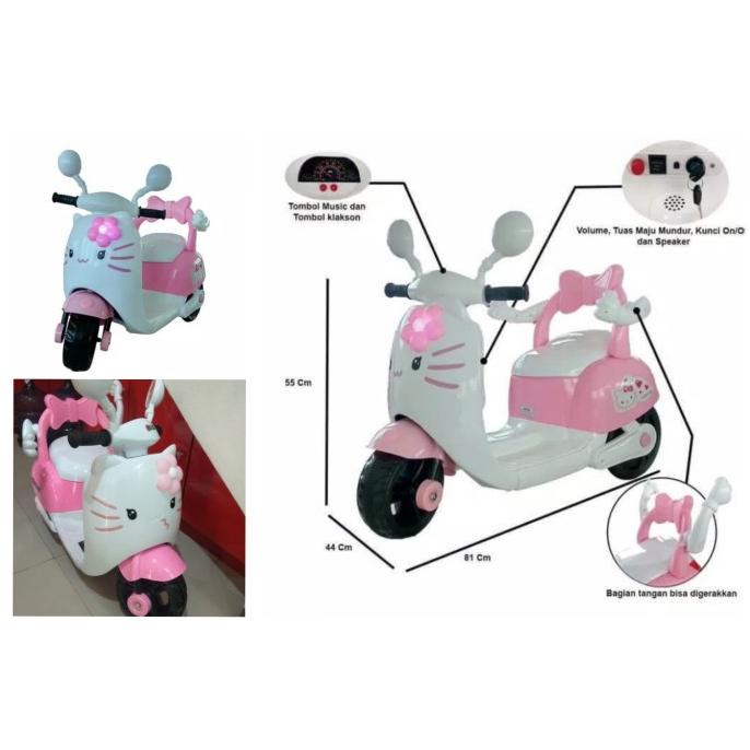 Jual Mainan Motor Aki Anak Cewek Hello Kitty Motor Akki Murah Perempuan ...
