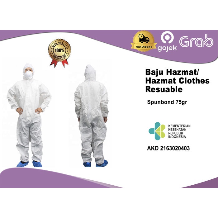 Jual Medis-Seragam- Baju Apd Hazmat Suit Reusable/ Spundbound 75 Gsm ...
