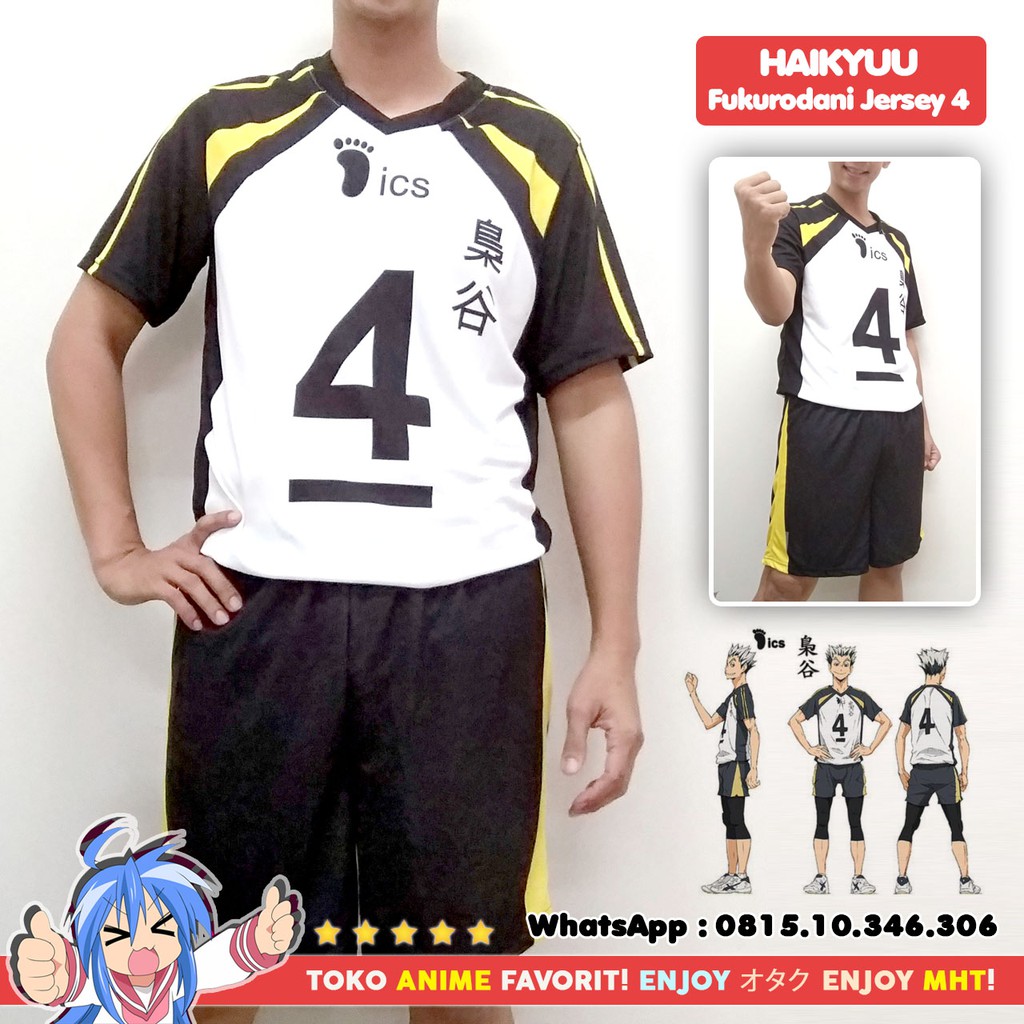 Jual Kostum Anime Cosplay Haikyuu Fukurodani Jersey Set No. 4 - Bokuto ...