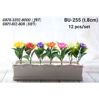 Jual BU-0255 topper hiasan kue rumput bunga daun tanaman plastik ...