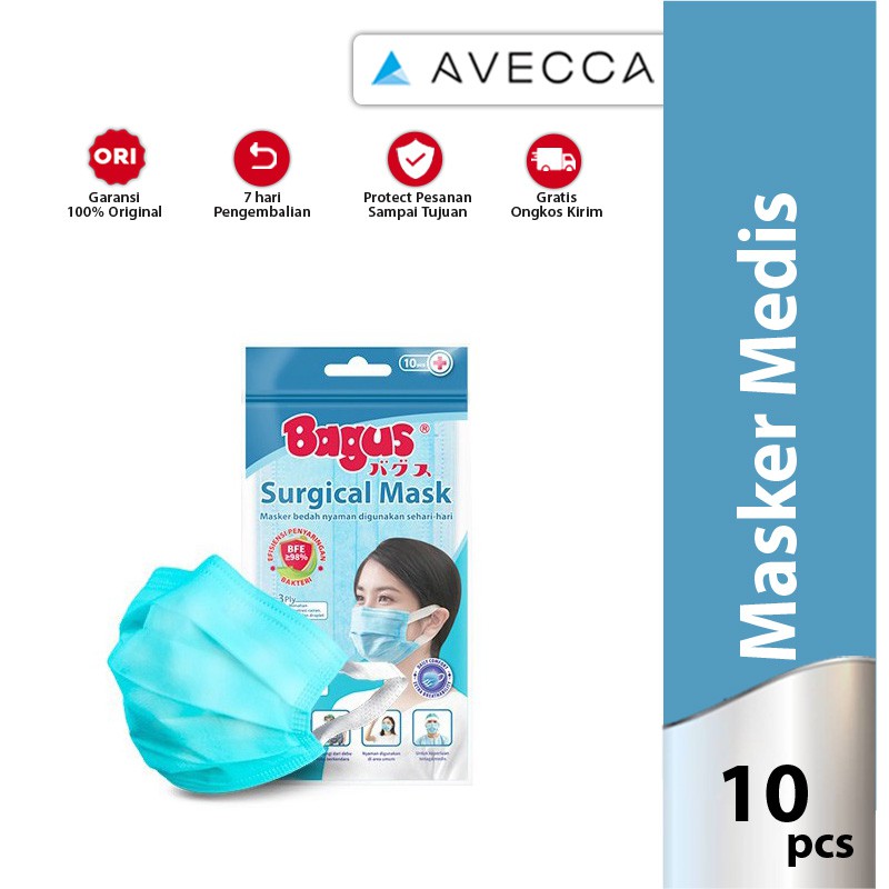 Jual Bagus Daily Mask 3Ply Earloop isi 10 / Masker Medis | Shopee Indonesia