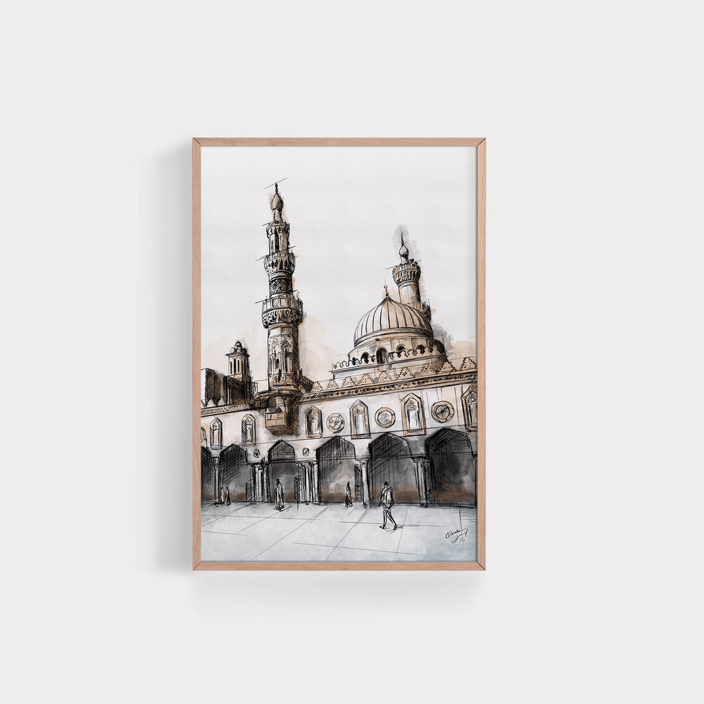 Jual Hiasan Dinding Lukisan Masjid AL Azhar Cairo Mesir / Sketsa ...