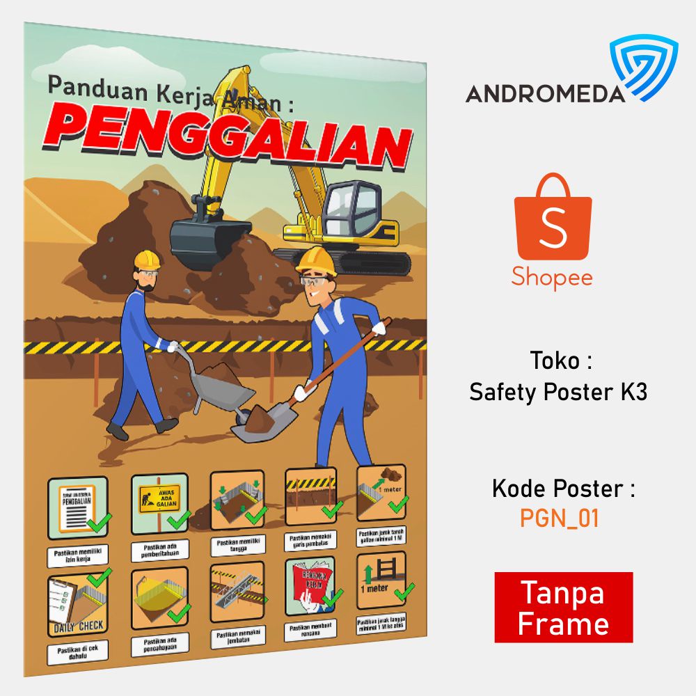 Jual Safety Poster K3 : Panduan Kerja Aman Penggalian_60x80 cm | Shopee ...