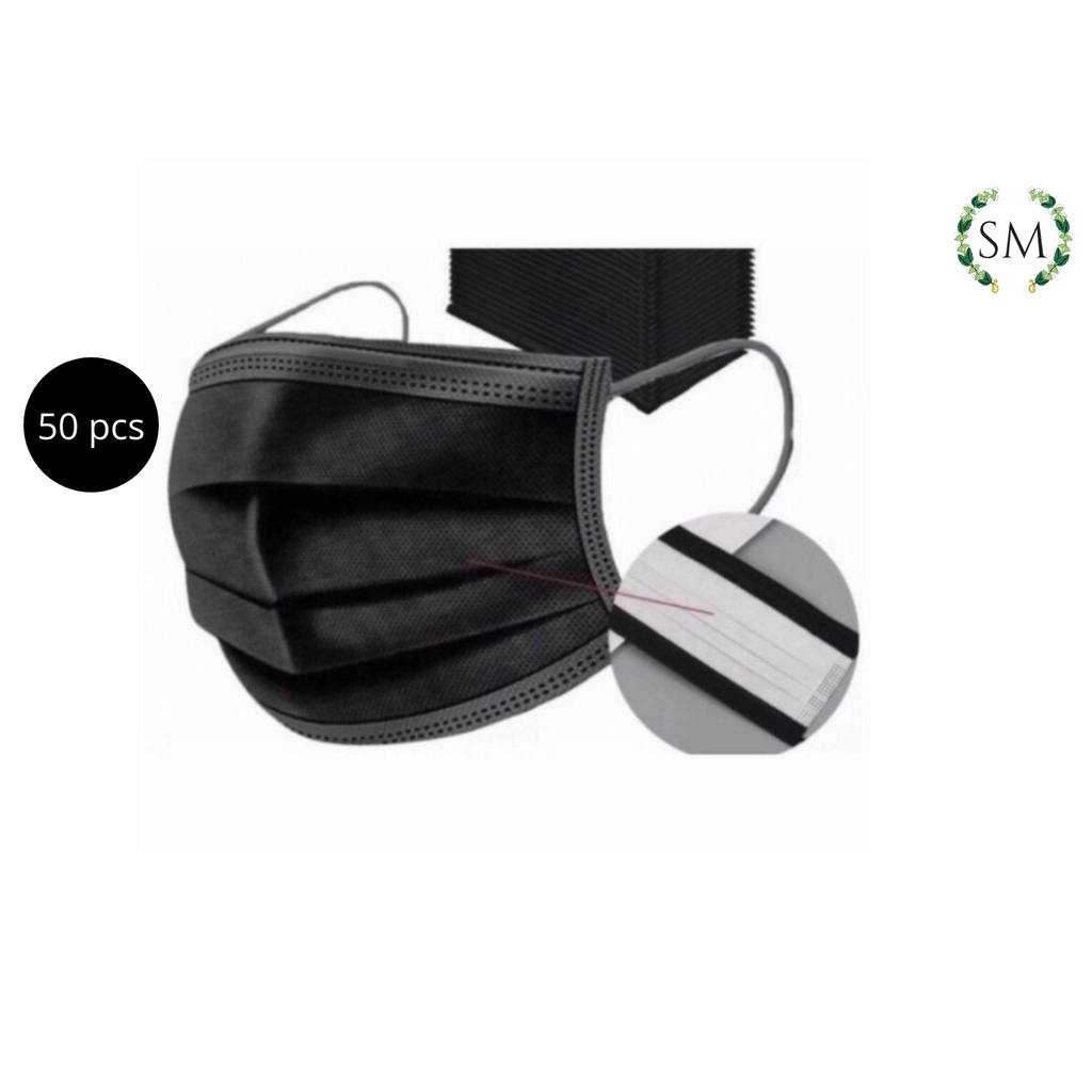 Jual masker hitam surgical 3ply facemask earloop hitam hitam atau hitam ...