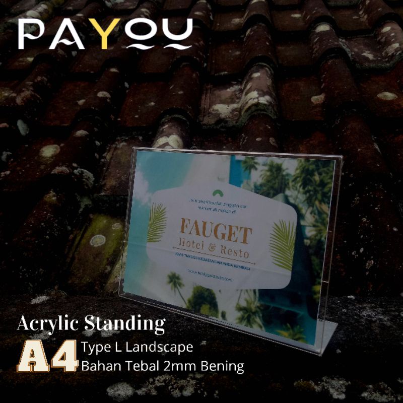 Jual Acrylic Standing A4 Type L Landscape/ Tempat QRIS/ Brosur/ Menu ...