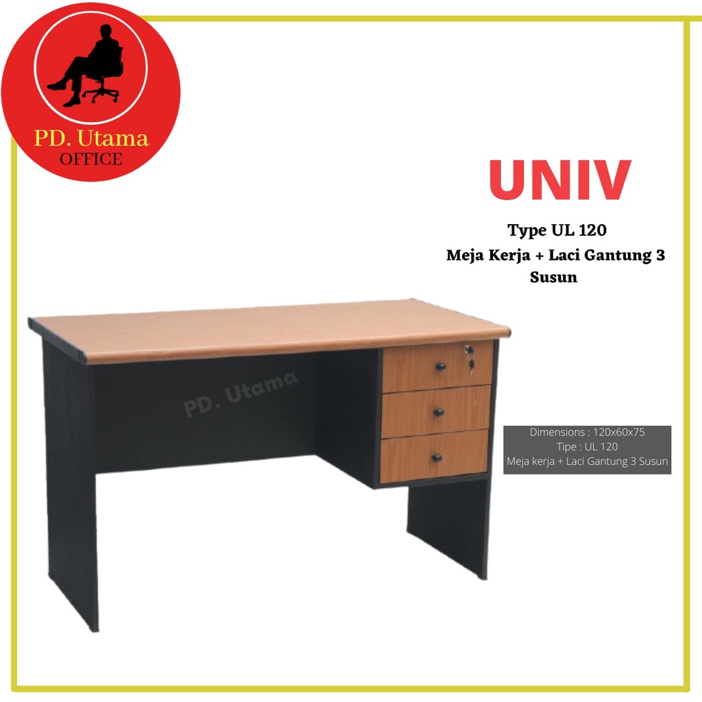 Jual Meja Kantor UNIV UL 120 Meja Kerja 1/2 Biro | Shopee Indonesia
