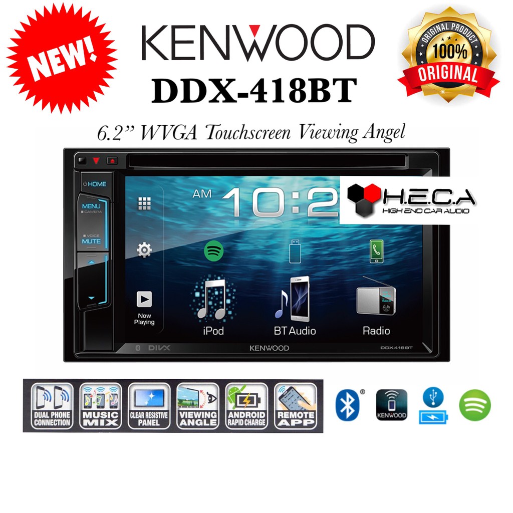 Jual Kenwood DDX-418BT Head Unit DDX 418 BT Tape Mobil Double Din DDX418BT | Shopee Indonesia