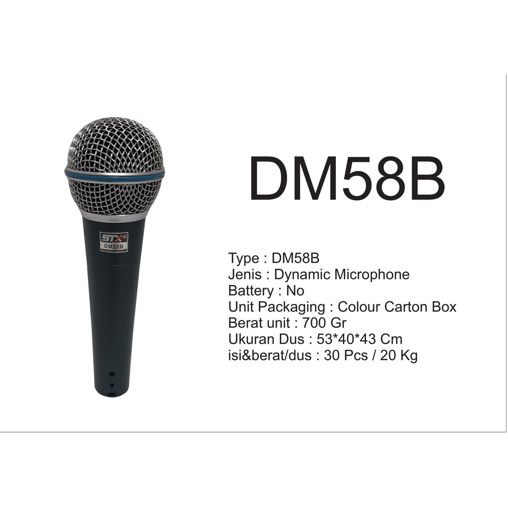 Jual MIK / MIC / MIKROFON / MICROPHONE KABEL Beta 58 Merk STX DM58B ...