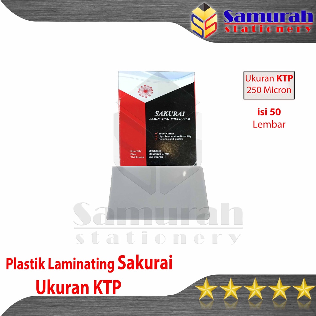 Jual Plastik Laminating Sakurai Ukuran KTP 250 Micron 68.5 x 97 mm isi ...