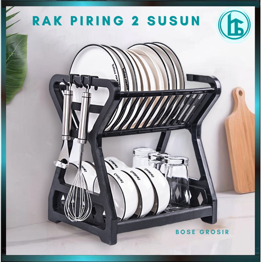 Jual Rak Piring Plastik 2 Susun Rack Tempat Pengering Piring Mangkok ...