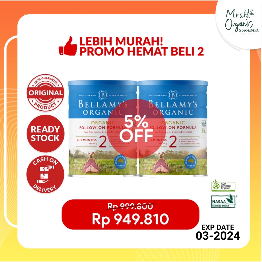 Jual BELI 2 Susu Bayi Formula Organik Bellamys Bellamy Organic Step 2 ...