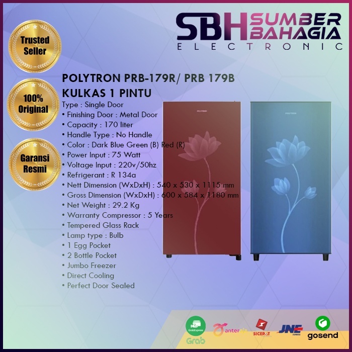 Jual POLYTRON PRB-179R/ PRB 179B KULKAS 1 PINTU (NEW) (KHUSUS BANDUNG ...