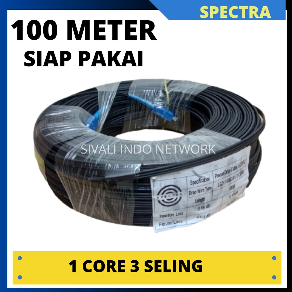 Jual 100 METER KABEL FIBER OPTIK SPECTRA KABEL FO 1 CORE 3 SELING SC UPC PRECON | Shopee Indonesia