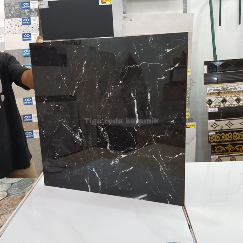 Jual granit lantai 60x60 hitam motif urat putih | Shopee Indonesia