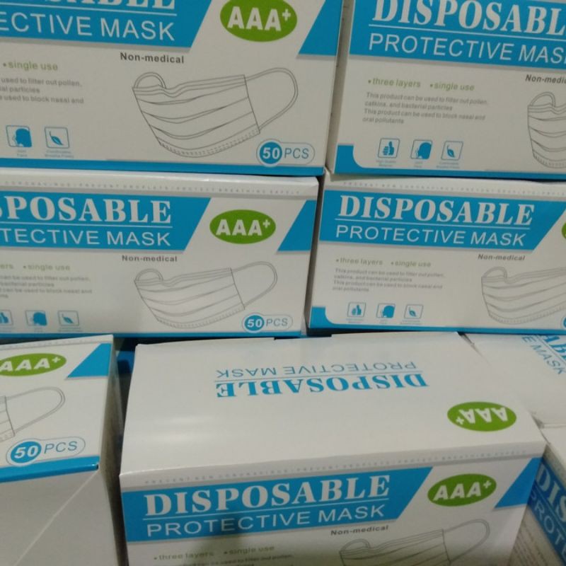 Jual masker earloop 3 ply,,, grade AAA+ standar medis isi 50 pcs ...