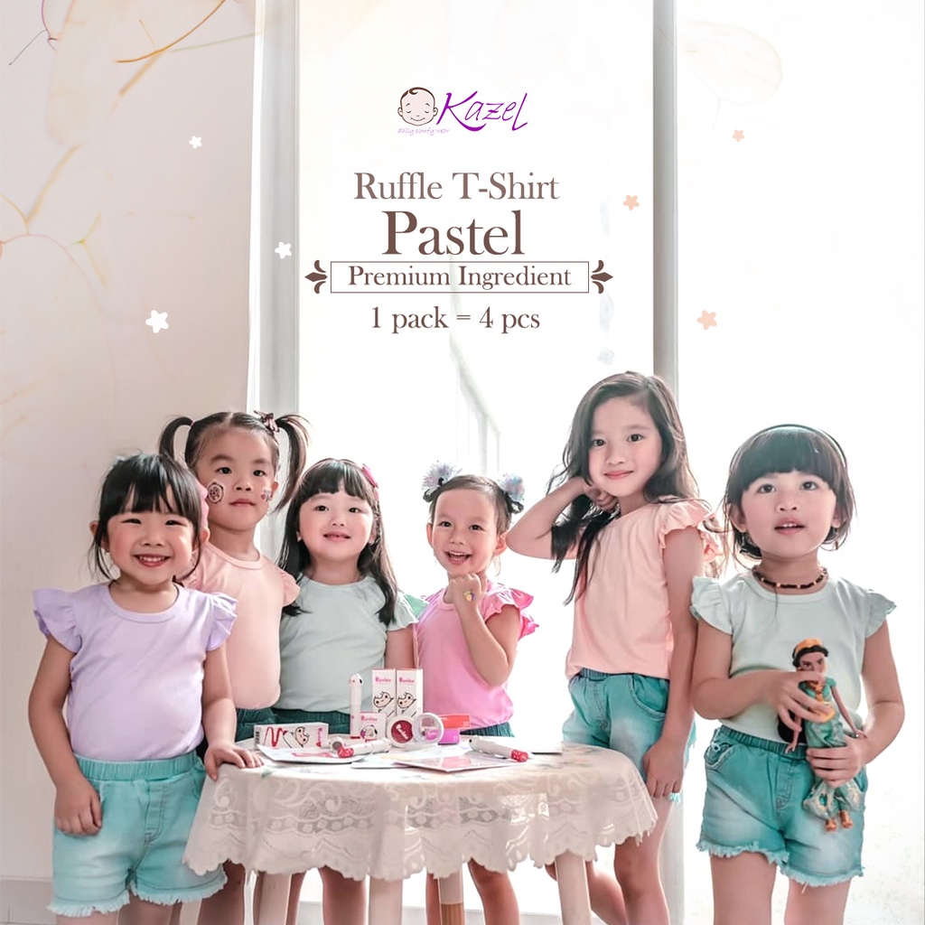 Jual KAZEL Ruffle Tshirt Pastel Edition (4 Pcs) 0-6 Tahun | Shopee Indonesia