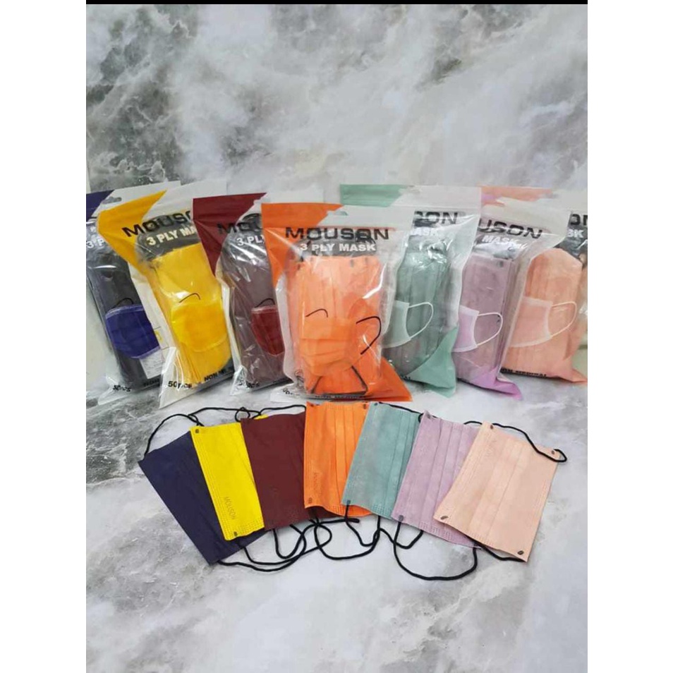 Jual Masker 3ply Mouson disposable mask isi 50pcs per box / Masker ...