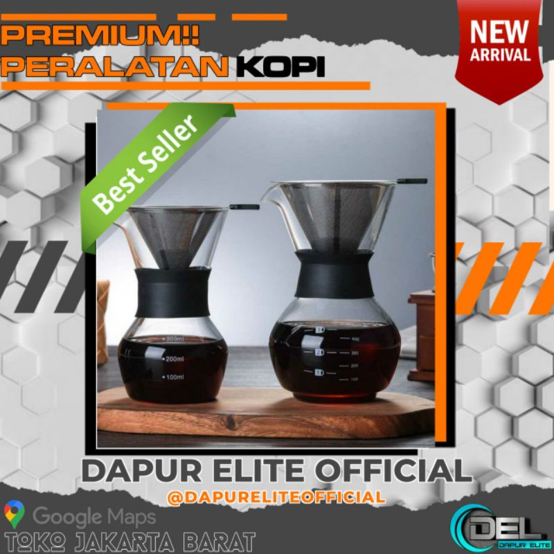 Jual Teko Poci Kaca Ukuran Takar Coffee Maker Pot V60 Drip Kettle ...