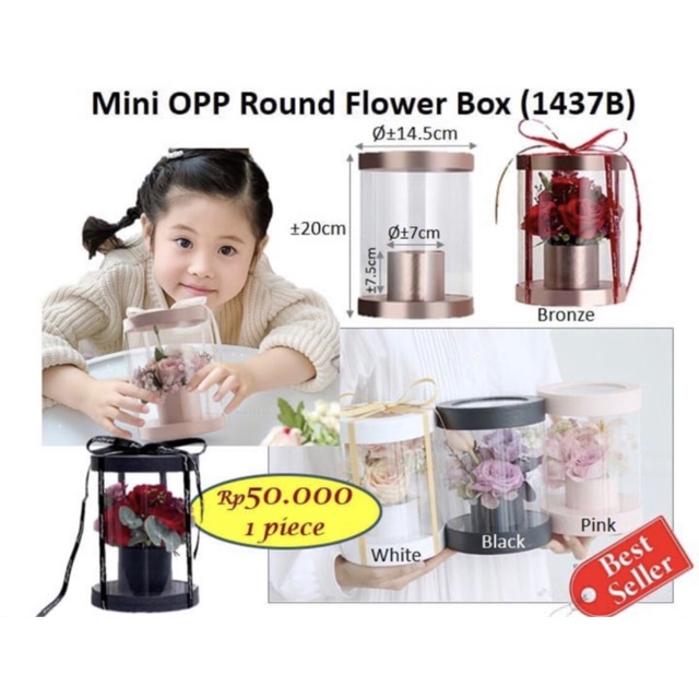 Jual Mini Opp Round Flower Box - Box Mika / Mica(1437B) | Shopee Indonesia
