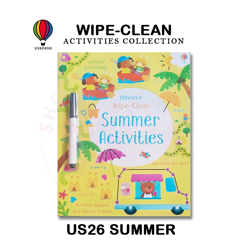 Jual INSTAN NEW Usborne Wipe Clean Activity Books Set With Marker Pen ...
