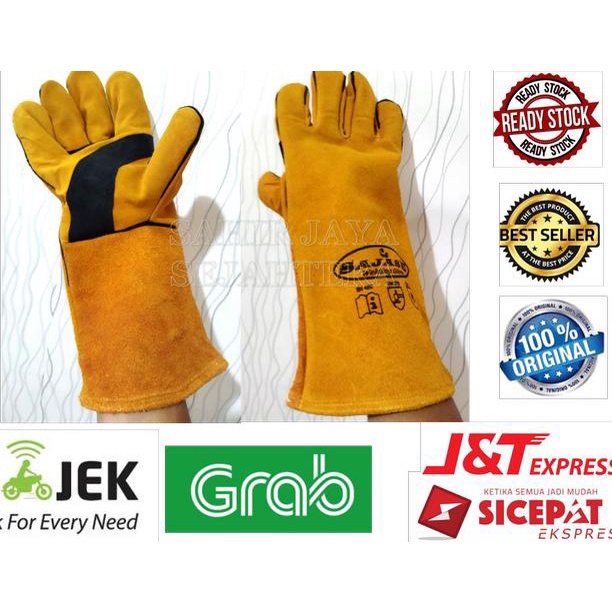 Jual Sarung Tangan Las Kulit Tebal Welding Gloves SAJASE Panjang 14 Inc ...