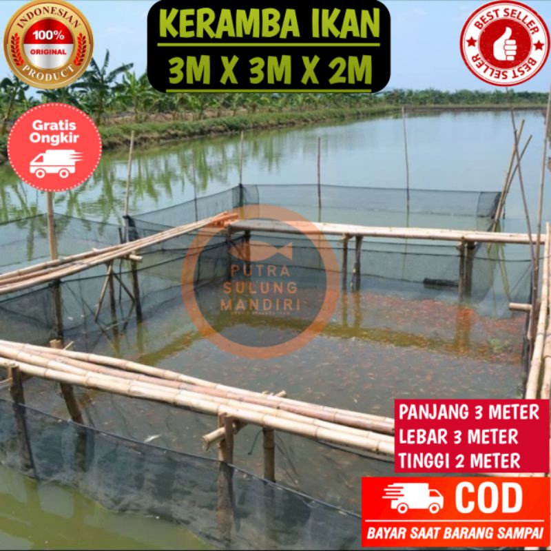 Jual K332 Keramba karamba ikan 3x3x2 siap pakai plus tali pengikat ...