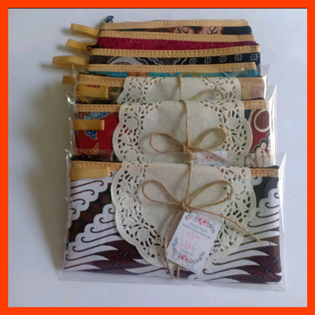 Jual Souvenir dompet batik 19x11cm souvenir pouch pernikahan kemas dan ucapan | Shopee Indonesia