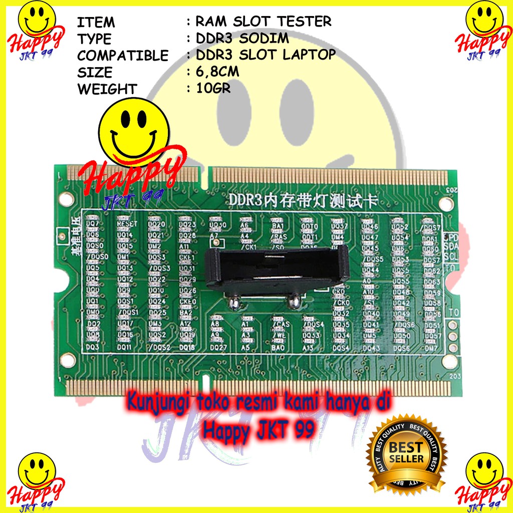 Jual [ HAPPY JKT 99 ] ALAT TEST SLOT RAM LAPTOP DUMMY LOAD SODIM ...