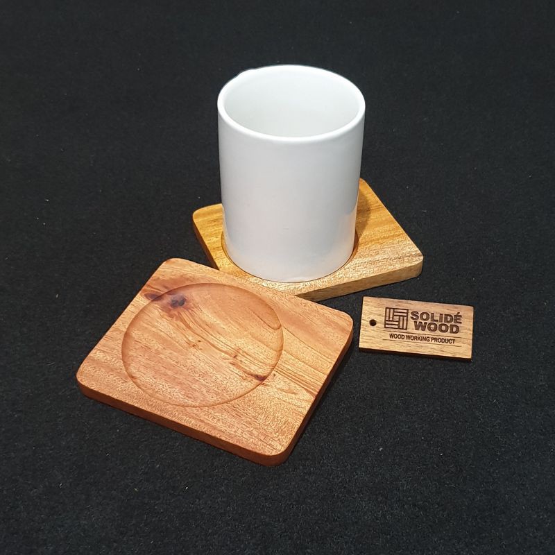 Jual OCHA wood coaster tatakan gelas kayu RUSTIC grade 10cm x 12cm Ø ...