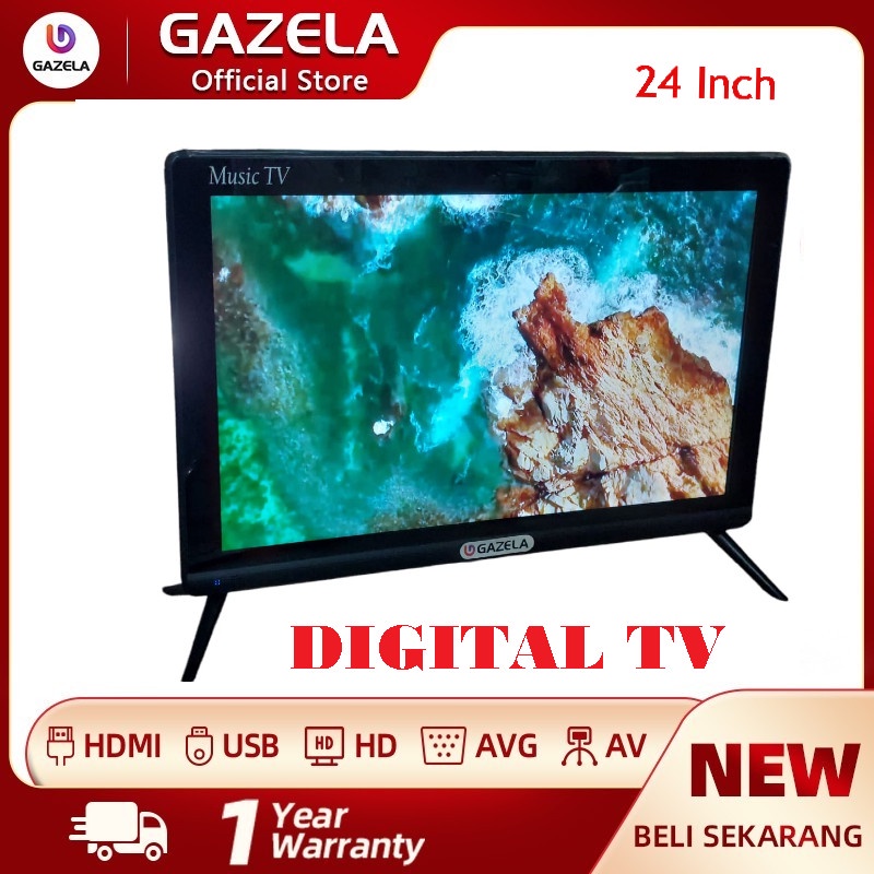 Jual LED TV GAZELA 24 INCH GLASS FULL HD UNTUK MONITOR, CCTV, RESMI 1 ...