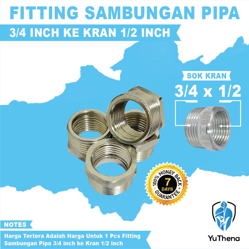 Jual YuThena - Plok Sock Fitting Kran Pipa 3/4 Inch Ke Kran 1/2 Inch ...