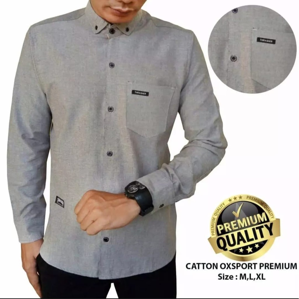 Jual Mooda Moody - Kemeja Pria Lengan Panjang Warna Abu Abu Kemeja Pria ...