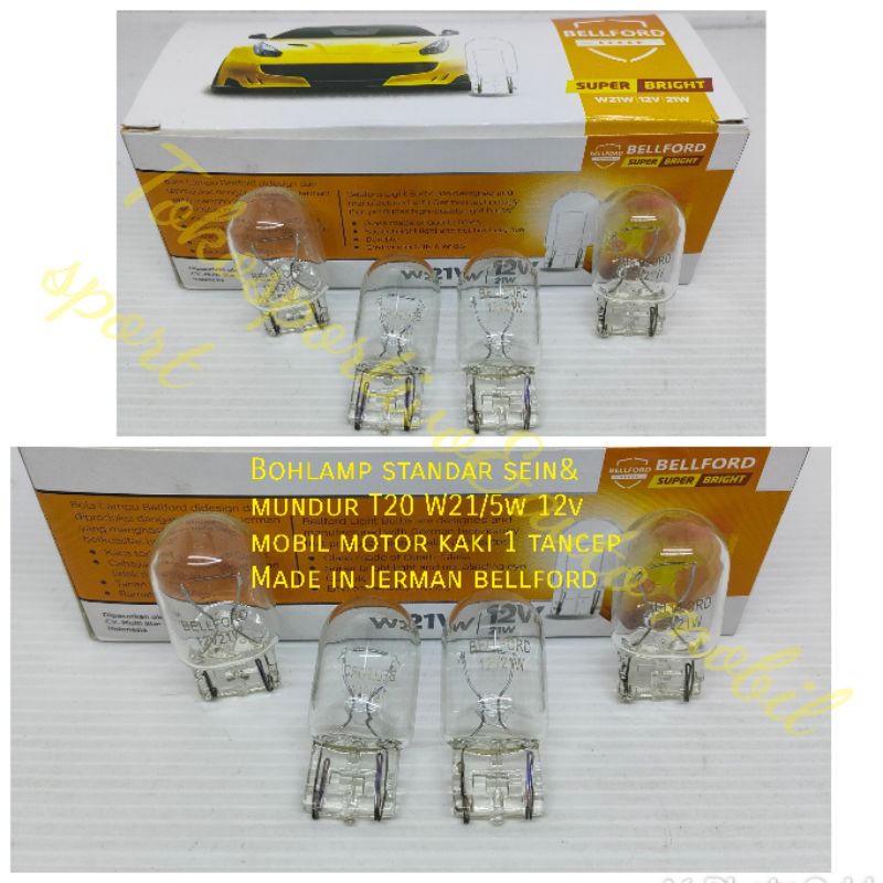 Jual Lampu bohlamp standar sein reting mobil T20 W21/5w 12v kaki 1 ...