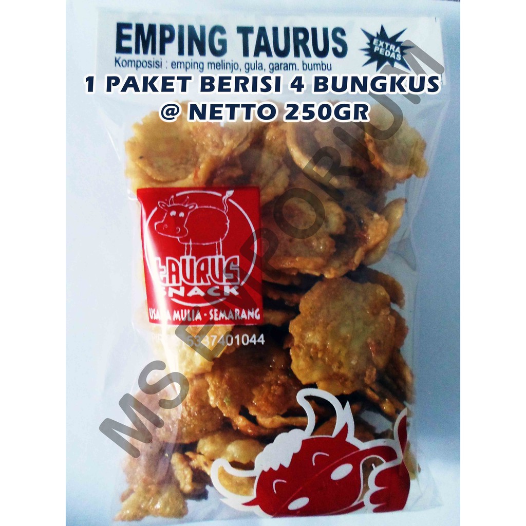 Jual Snack Emping Melinjo Taurus Semarang Extra Pedas @250gr ( 4 ...