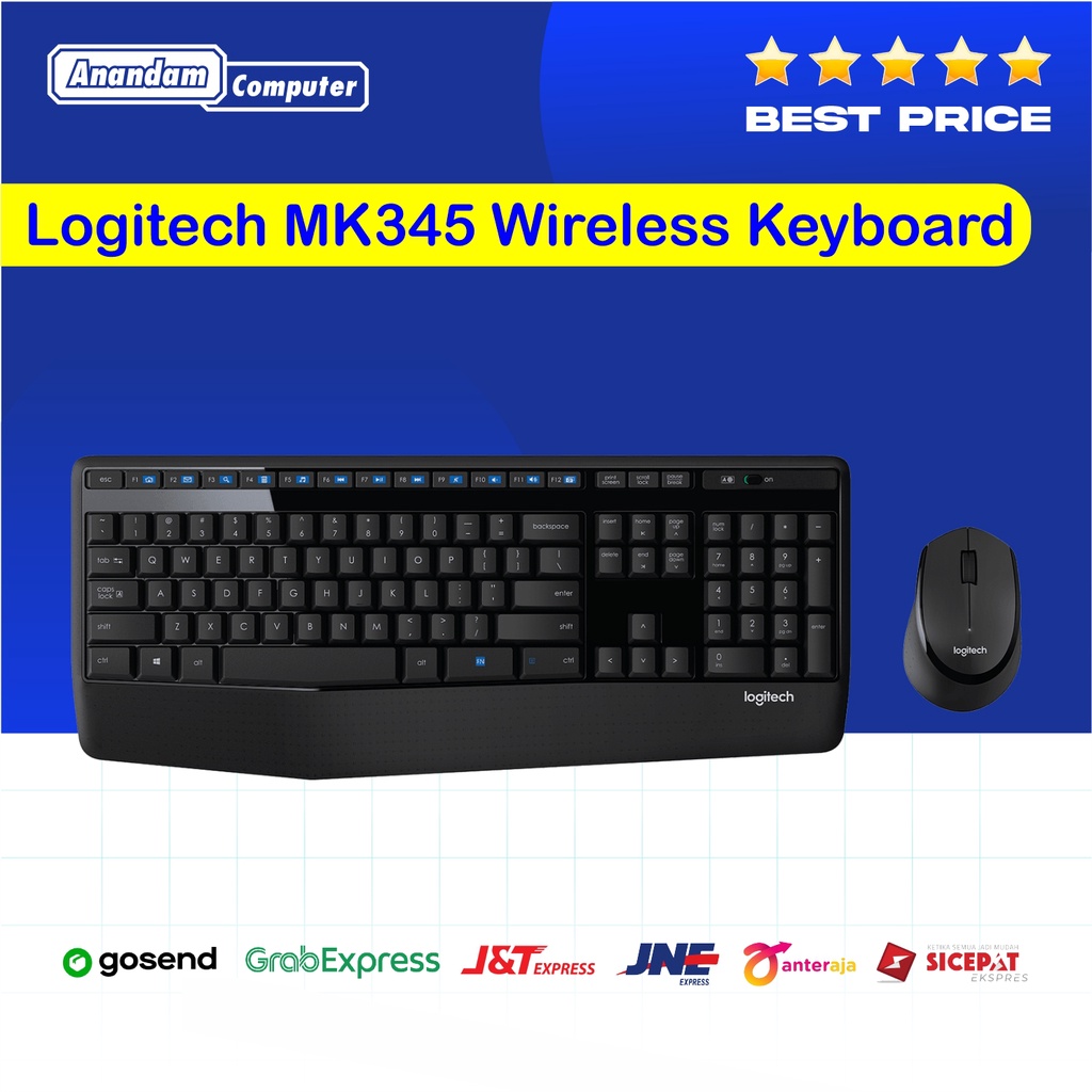 Jual Logitech Wireless Mouse Keyboard MK345 / Combo / MK 345 - Hitam ...