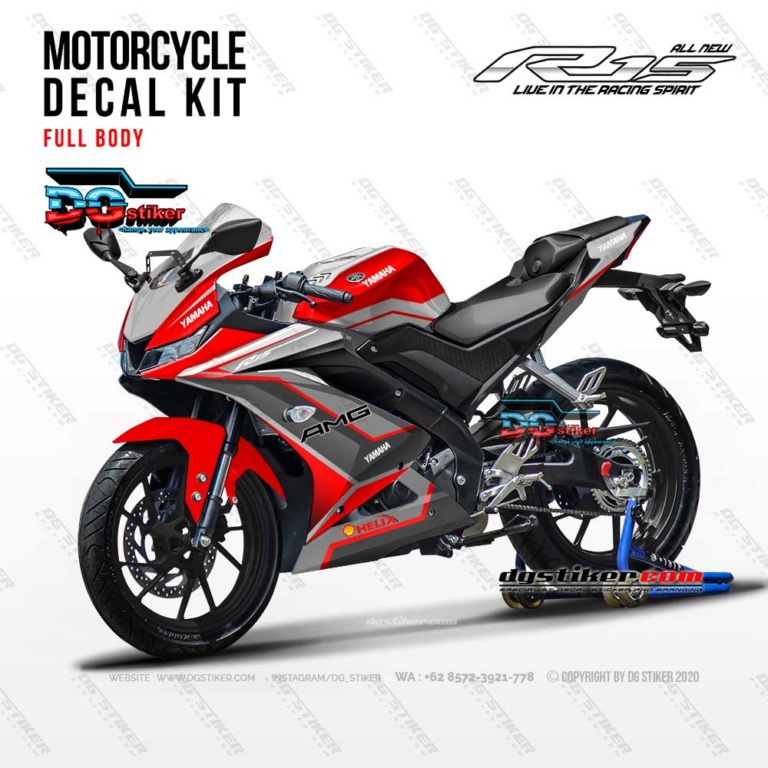Jual Stiker Decal R15 V3 Merah Silver Shell Helix DG Stiker | Shopee ...