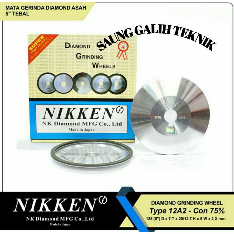 Jual NIKKEN-Diamond Grinding Wheel Type 12A2 / Mata Gerinda Asah 5 ...
