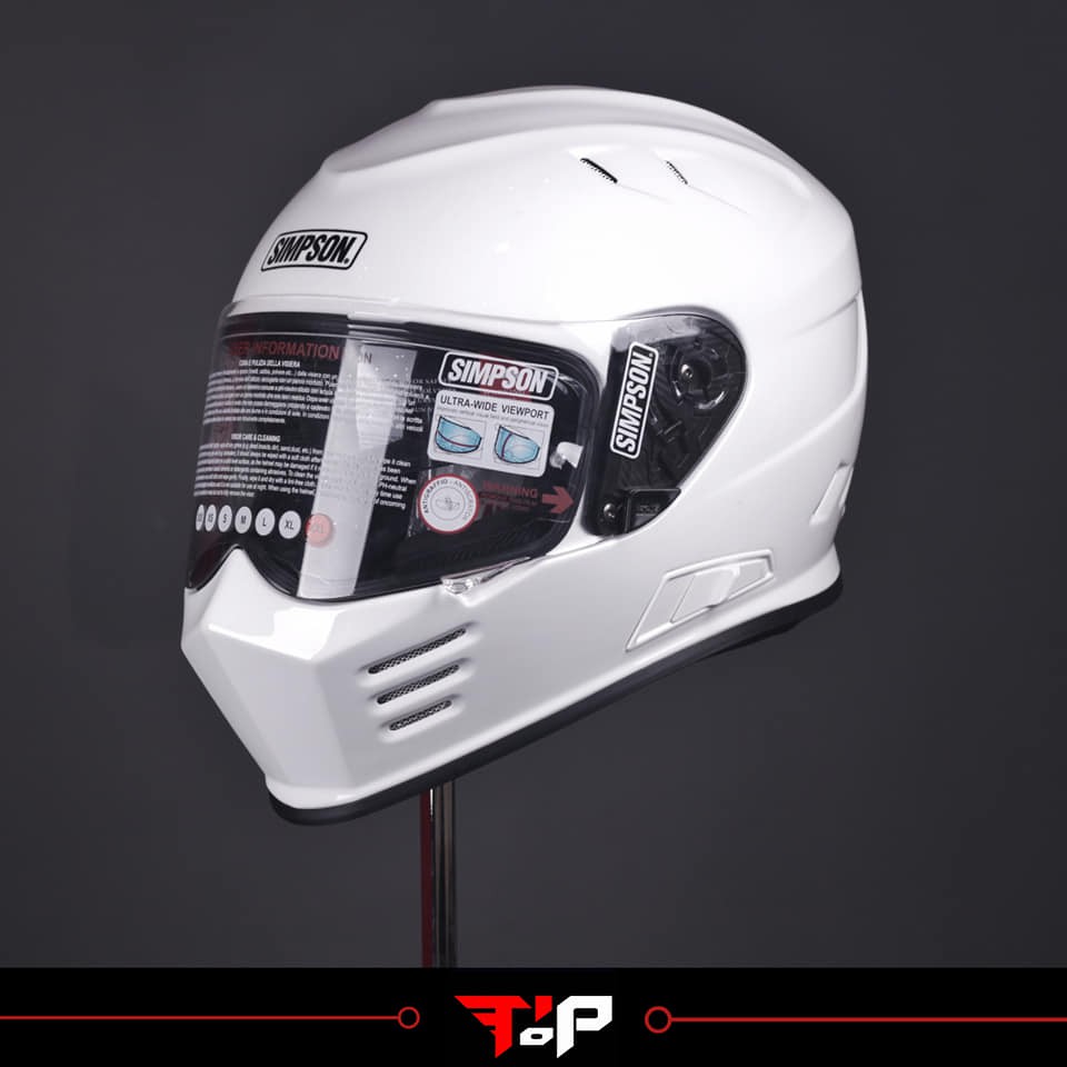 Jual SIMPSON VENOM WHITE GLOSS HELM BANDIT | Shopee Indonesia