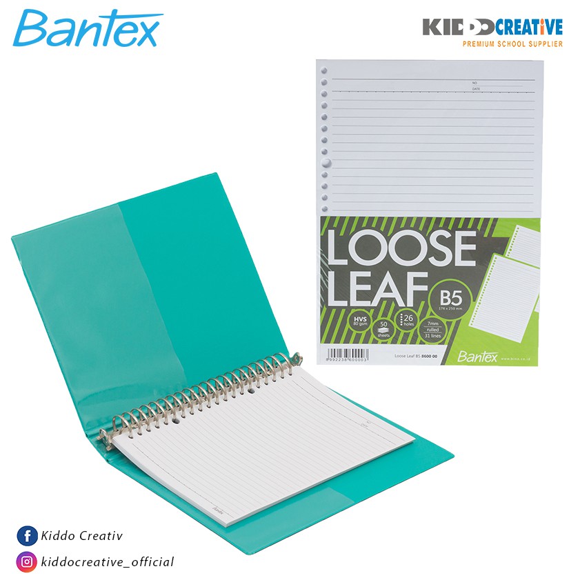 Jual Bantex Loose Leaf Paper B5 80 gsm 50 Sheets - 26 Holes #8600 00 ...