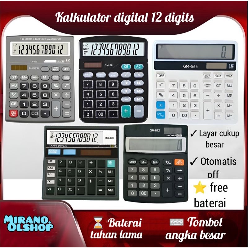 Jual Kalkulator Meja Dagang 12 Digital Check Correct⭐ Mirano. Olshop⭐ ...