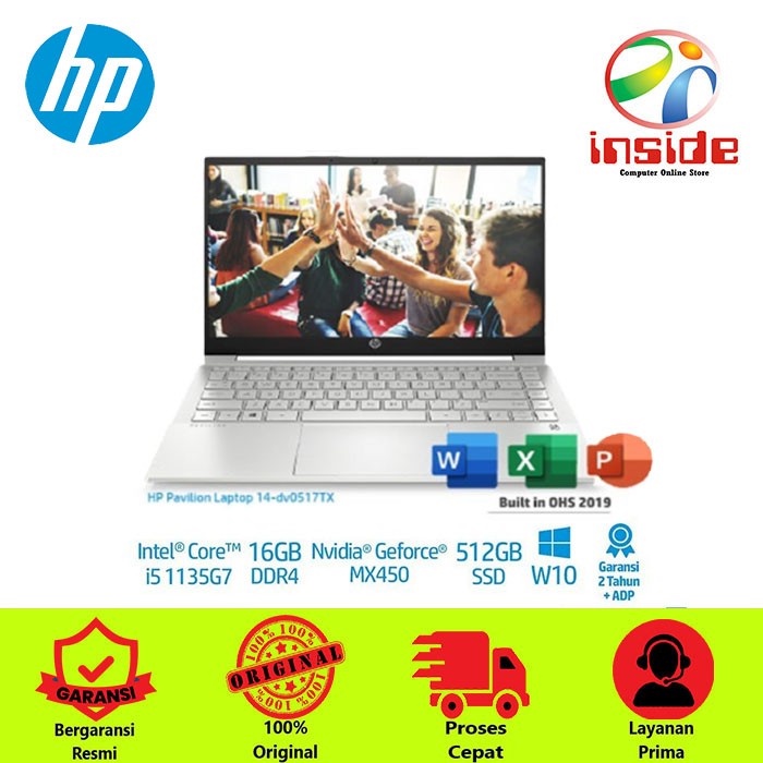 Jual Laptop HP Pavilion 14-dv0517TX Corei5/16GB/NVIDIAGeForceMX450/512GBSSD | Shopee Indonesia