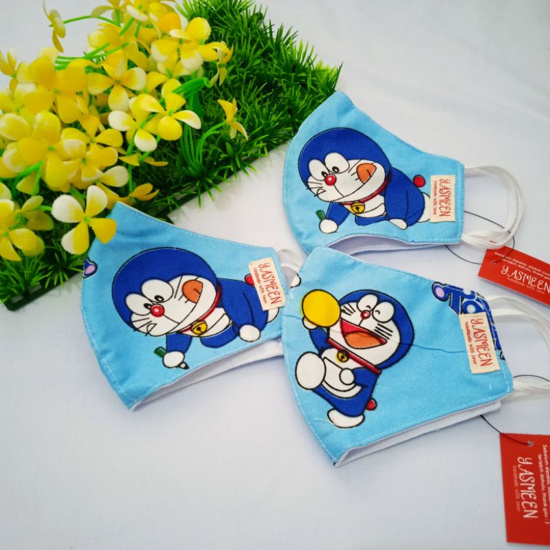 Jual MASKER ANAK DORAEMON DUCKBILL EARLOOP HEADLOOP HIJAB KAIN KARAKTER ...