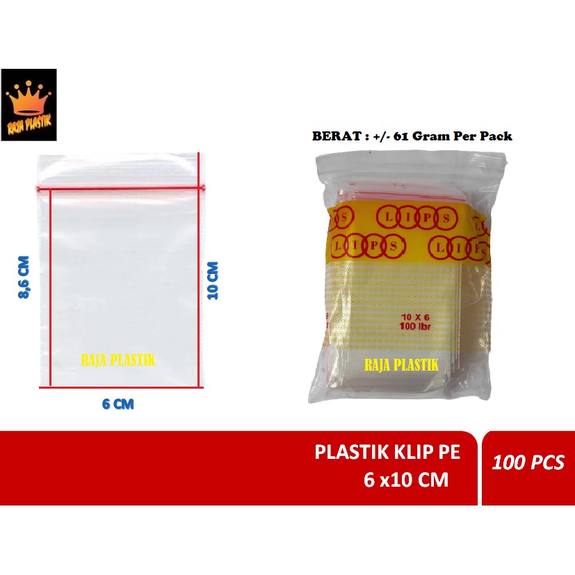 Jual ISI 100 PCS Plastik Klip 6x10 CM / Plastik klip PE 6x10 CM / Zipp ...