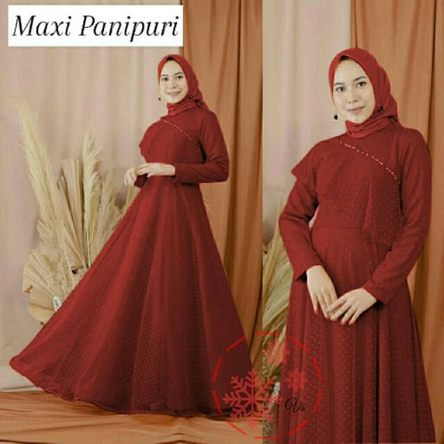Jual Maxi Maxy Dress Longdress Kondangan Pesta Tile Bintik Moscrepe ...
