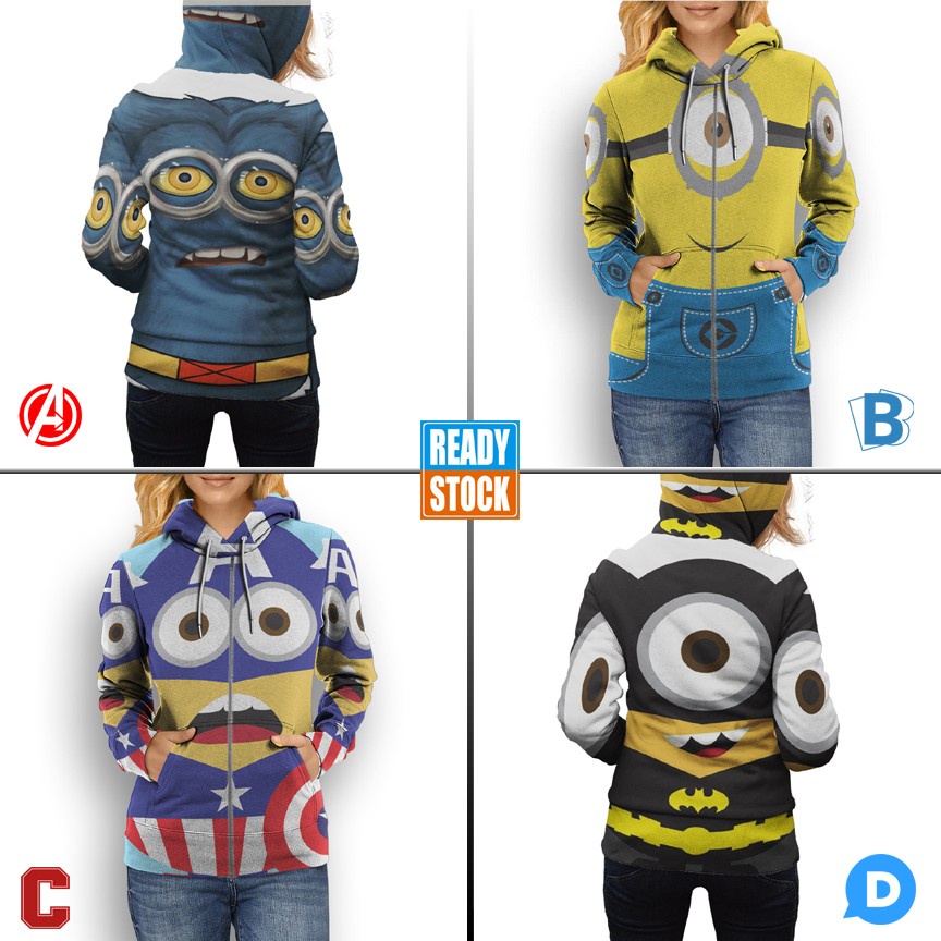 Jual Jaket Hoodie Minion Hoodie Fullprint Casual Zipper Hoodie ...