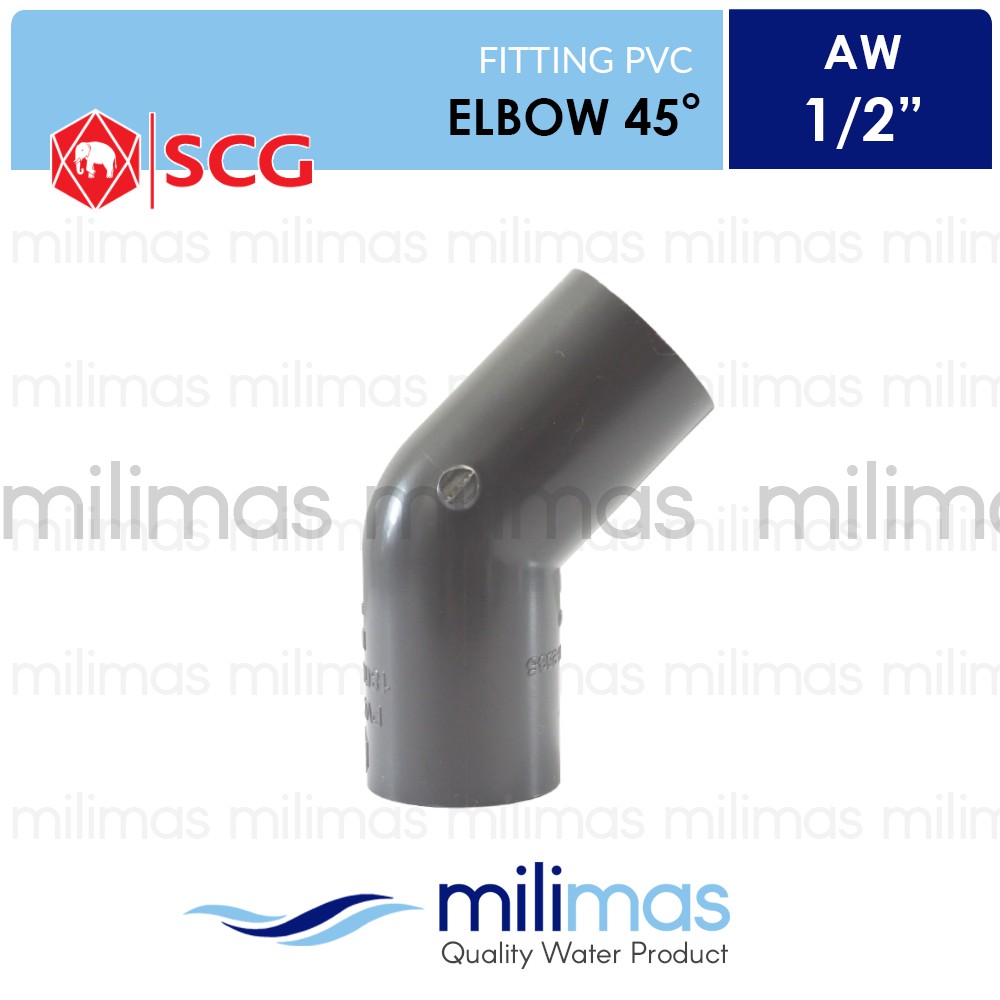 Jual SCG - Elbow 45 Uk.0.5 Inch (1/2") AW PVC | Shopee Indonesia